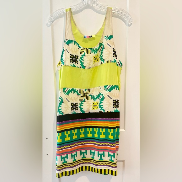 MSGM | Dresses | Msgm Silk Print Neon Mini Dress Size 4 S Small | Poshmark